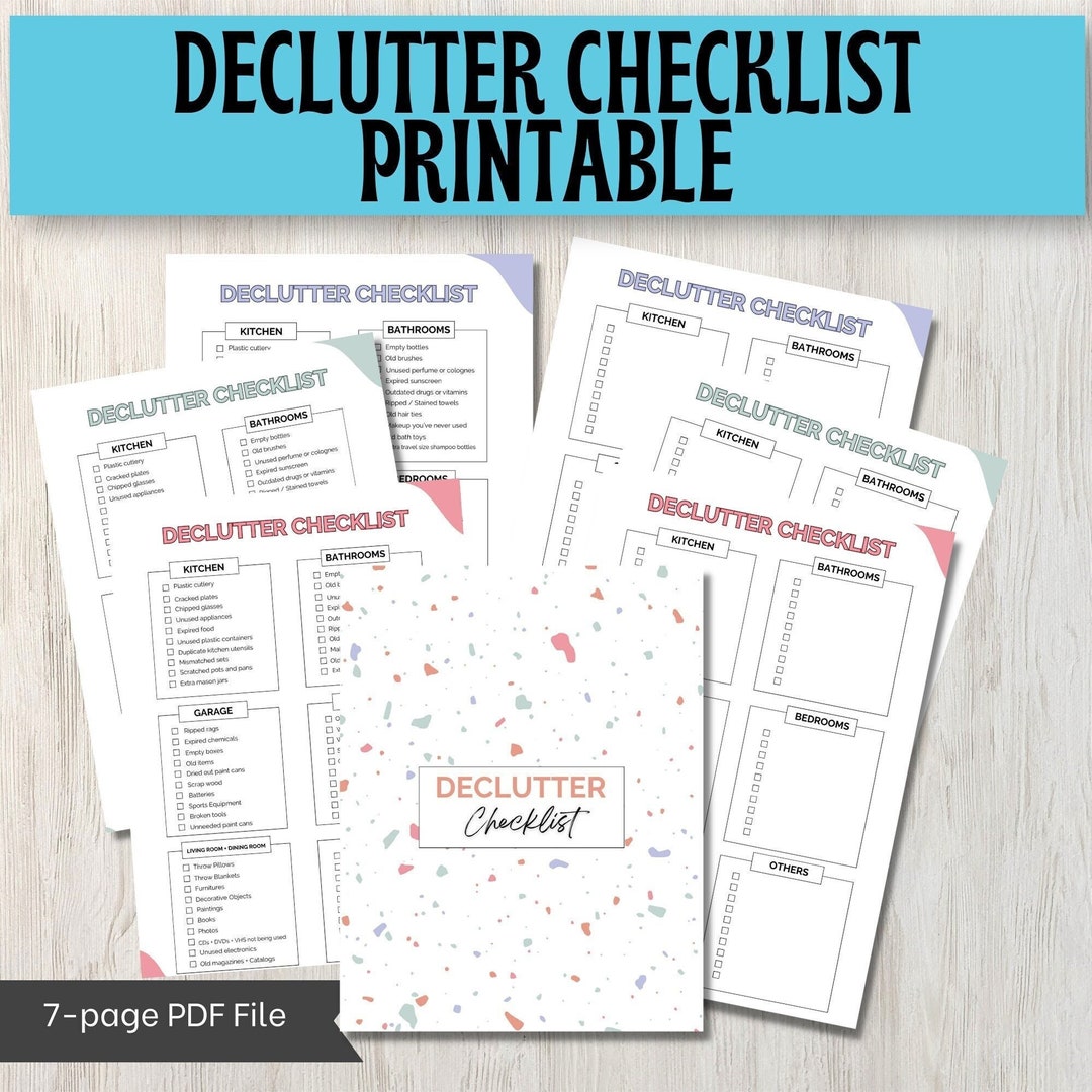 Declutter Checklist Printable Spring Cleaning, Declutter Printable ...