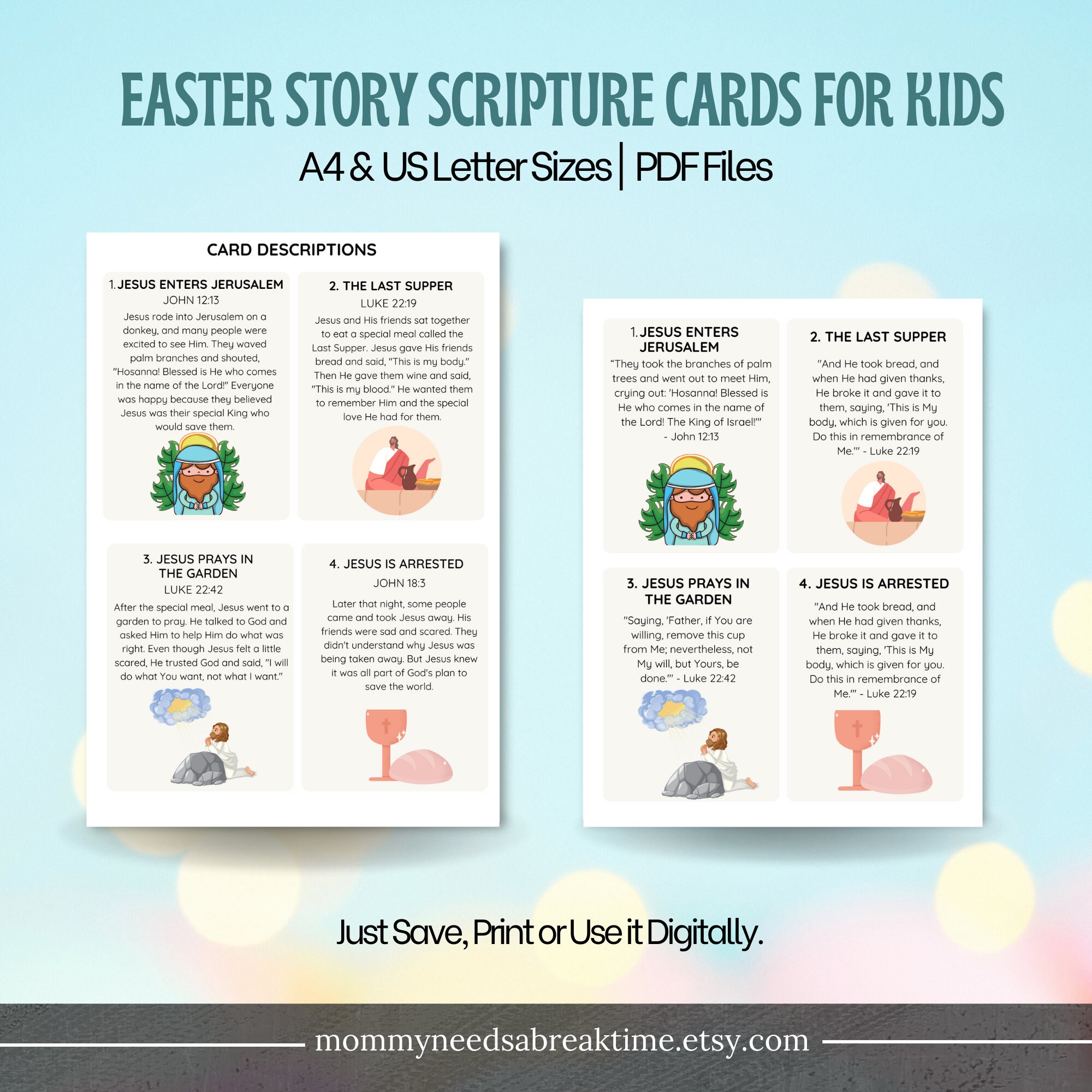 Easter Scripture Cards for Kids | Holy Week Printable Easter Story ...