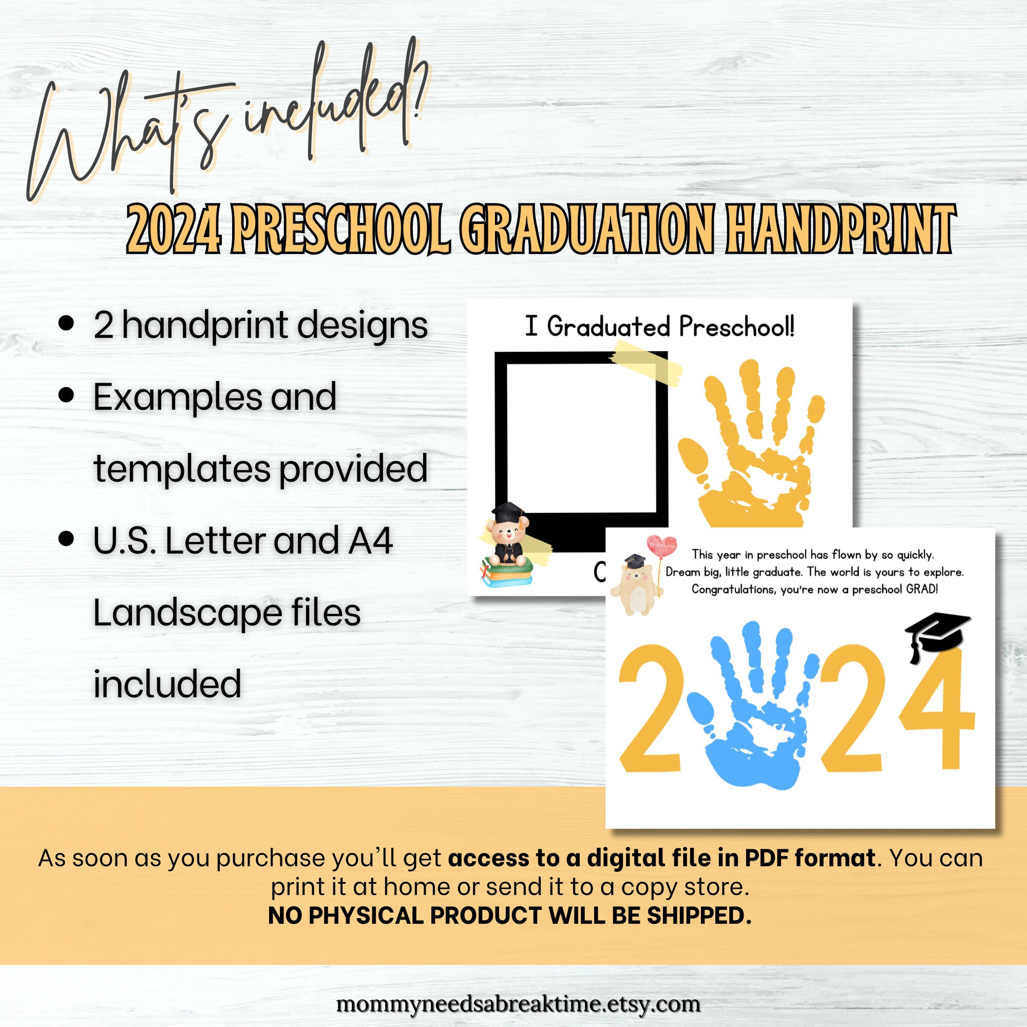 2024 Preschool Graduation Handprint, Preschool Grad Gift Handprint ...