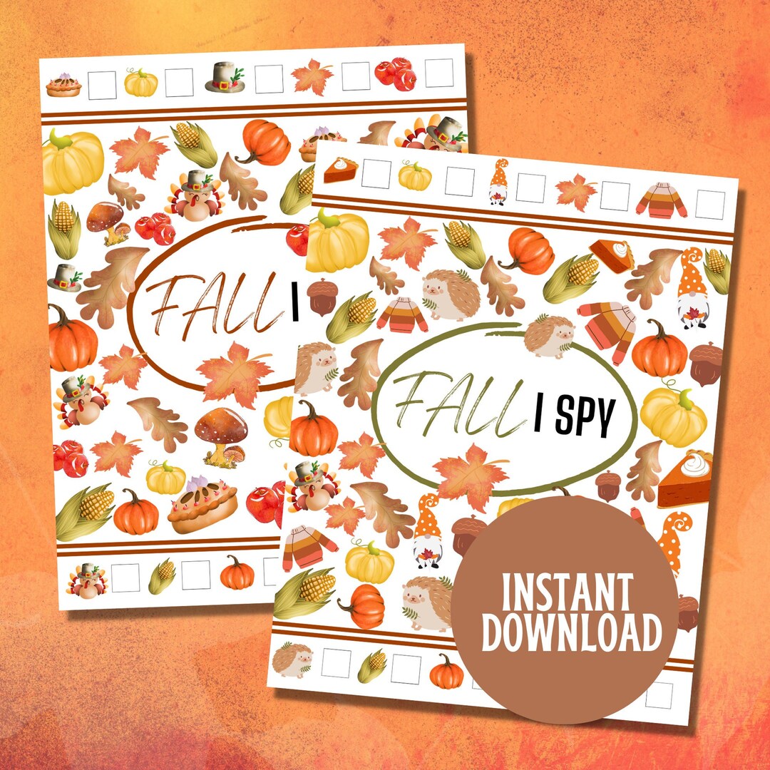 Fall I Spy Printable Road Trip Games | Fall Halloween Games Fall ...
