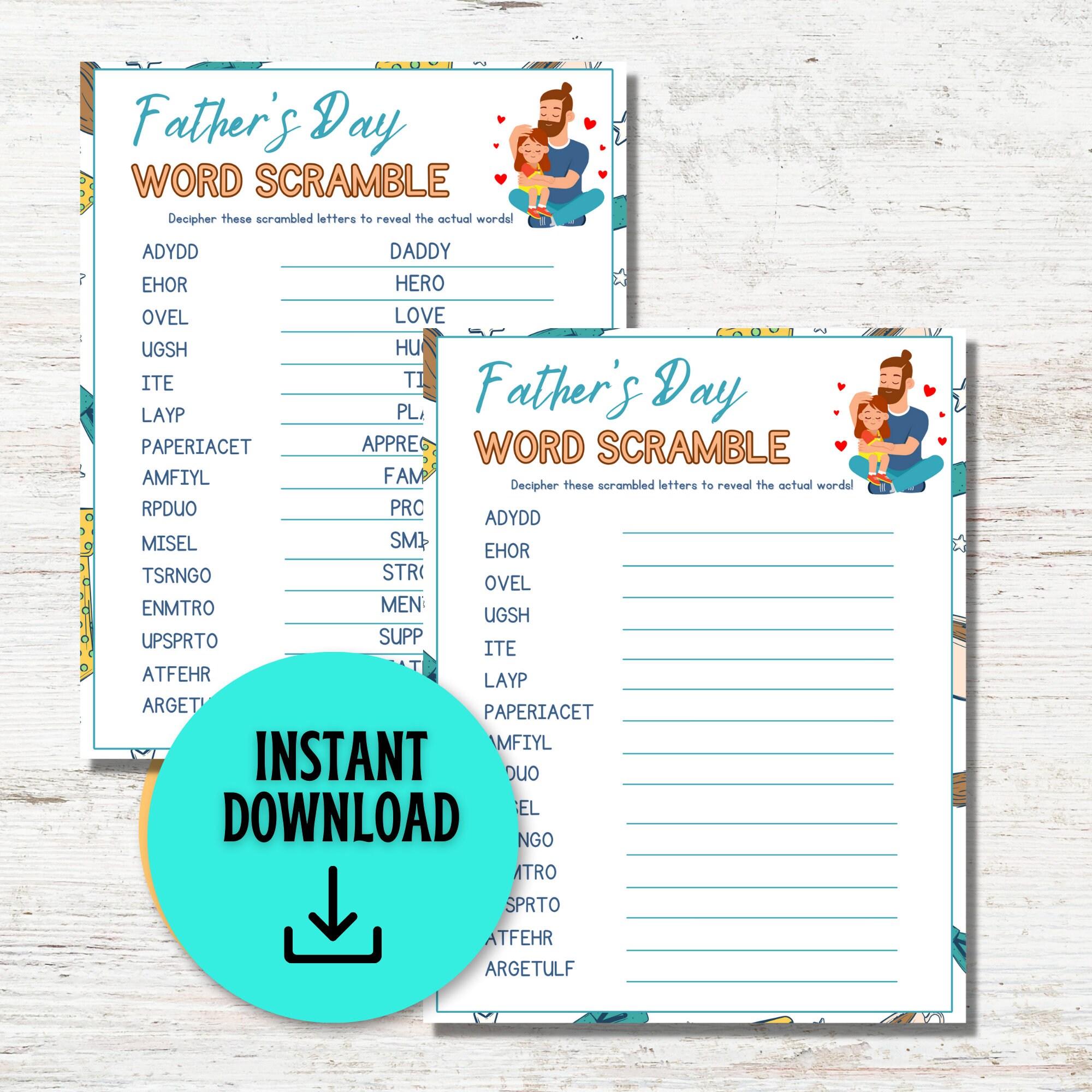 Fathers Day Word Scramble, Fathers Day Activity Fathers Day Games ...