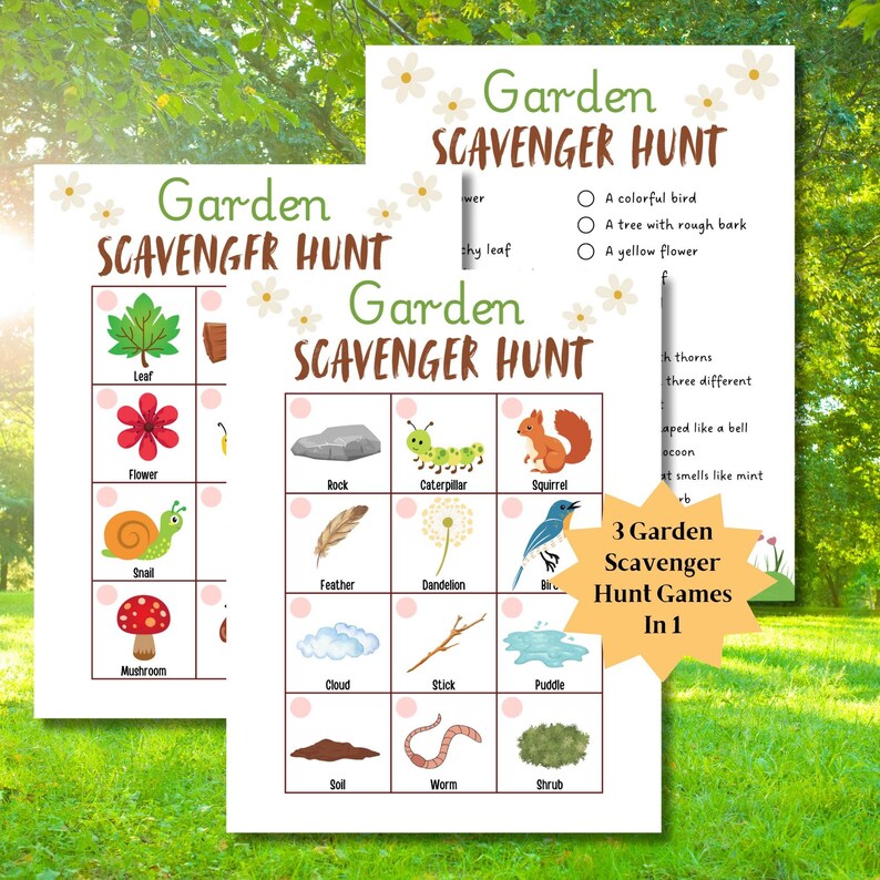 Garden Scavenger Hunt Kids Scavenger Hunt, Nature Outdoor Scavenger ...