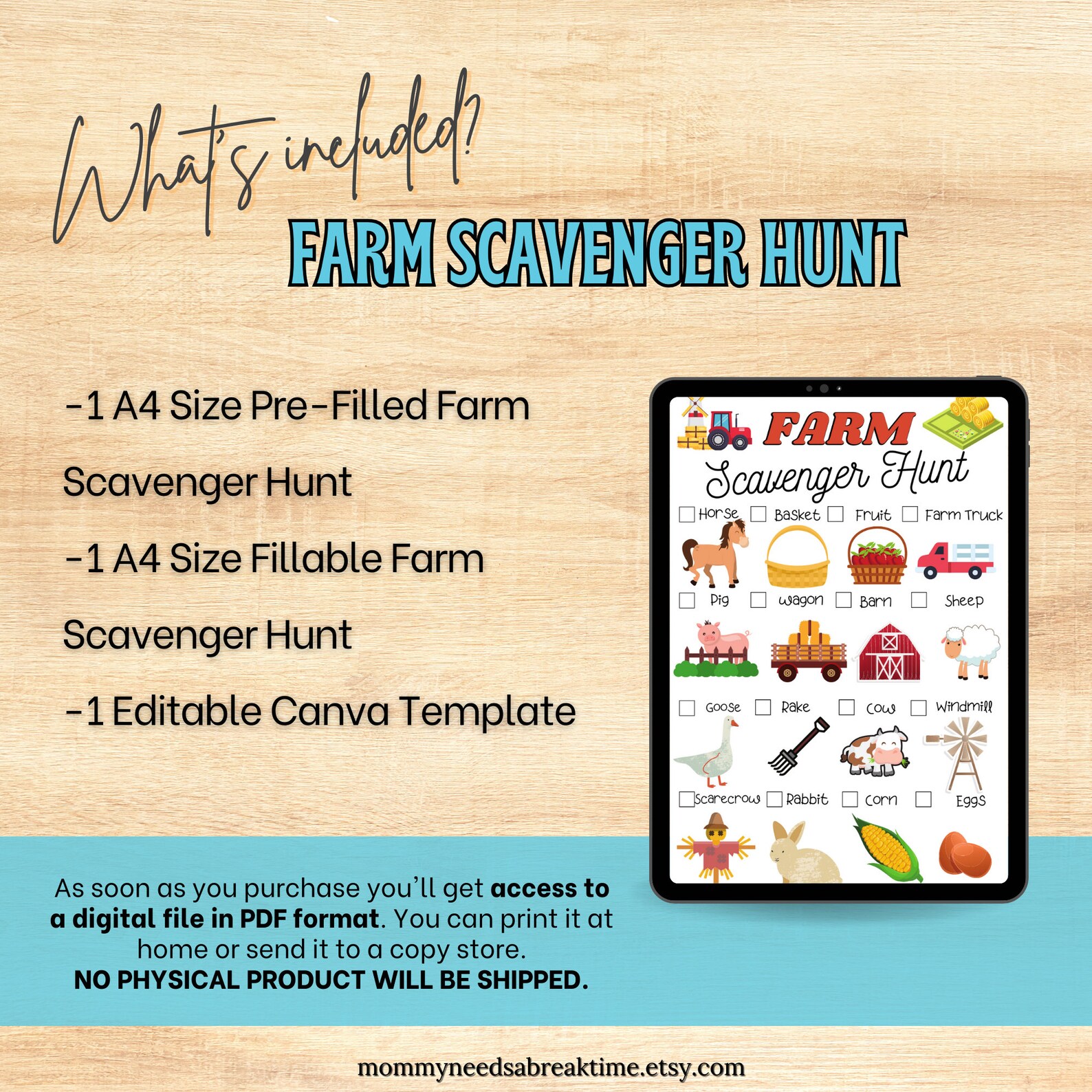 Farm Scavenger Hunt Printable on the Farm Activity Outdoor Learning ...