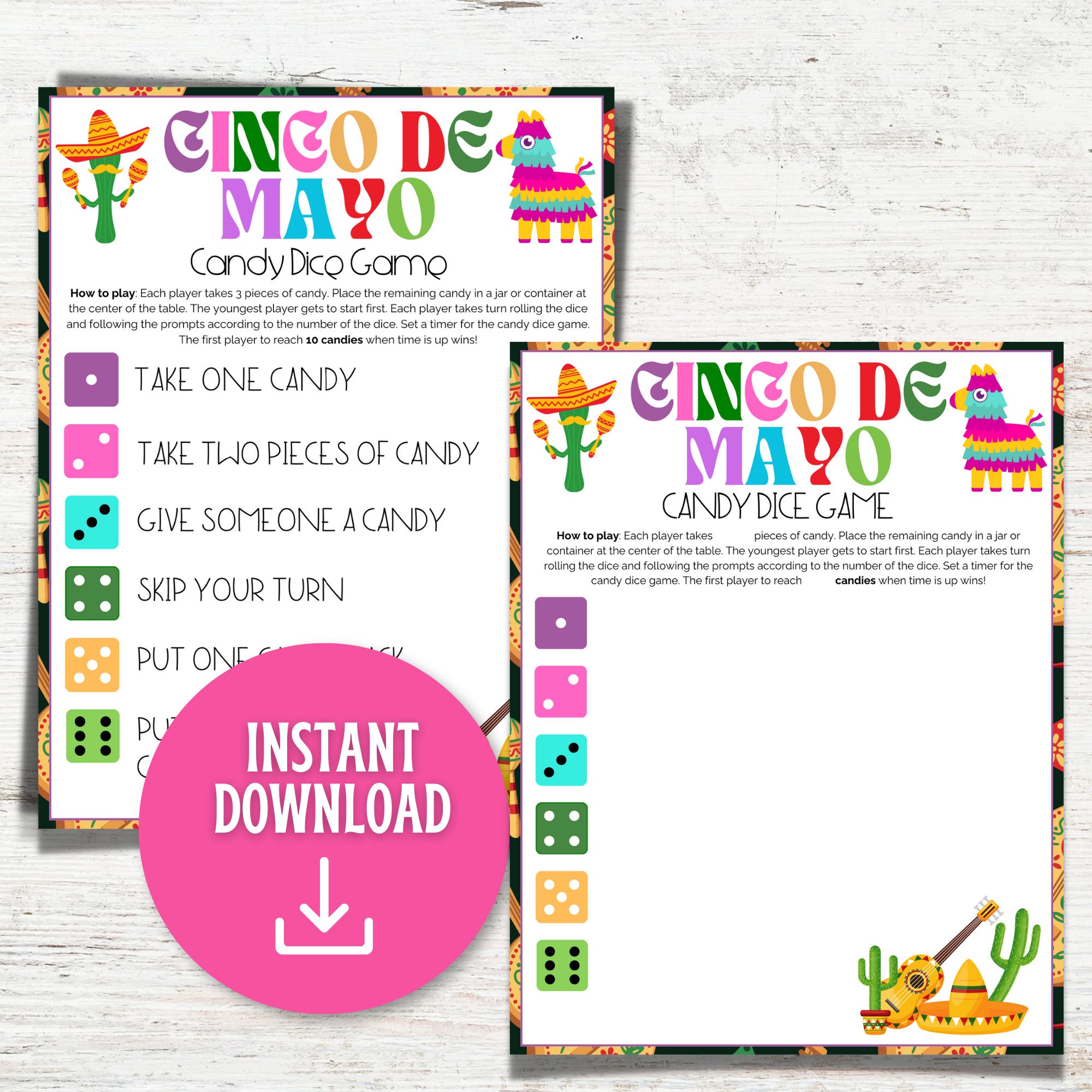 Cinco De Mayo Candy Dice Game, Cinco De Mayo Games Fiesta Ice Breaker ...