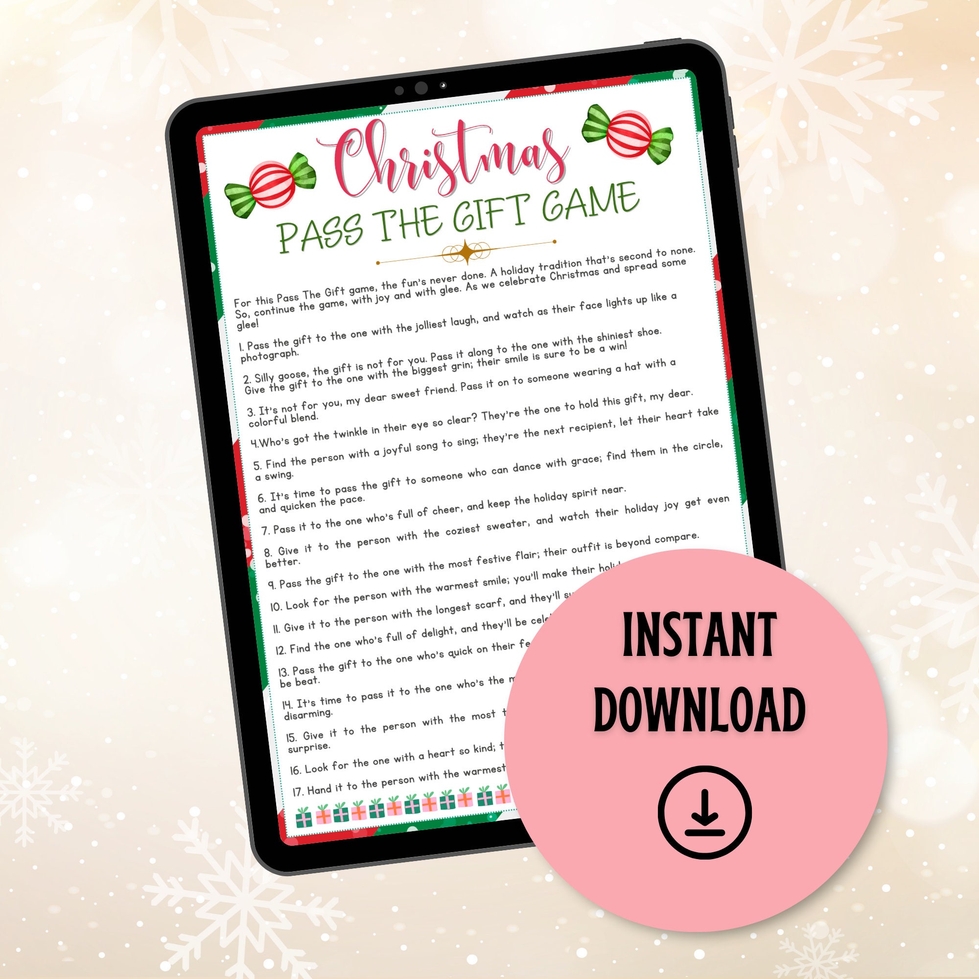 Christmas Pass the Gift Game, Christmas Left Right Game Friendsmas ...