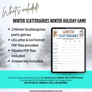 Winter Scattergories, Winter Party Games Winter Classroom Games Class ...