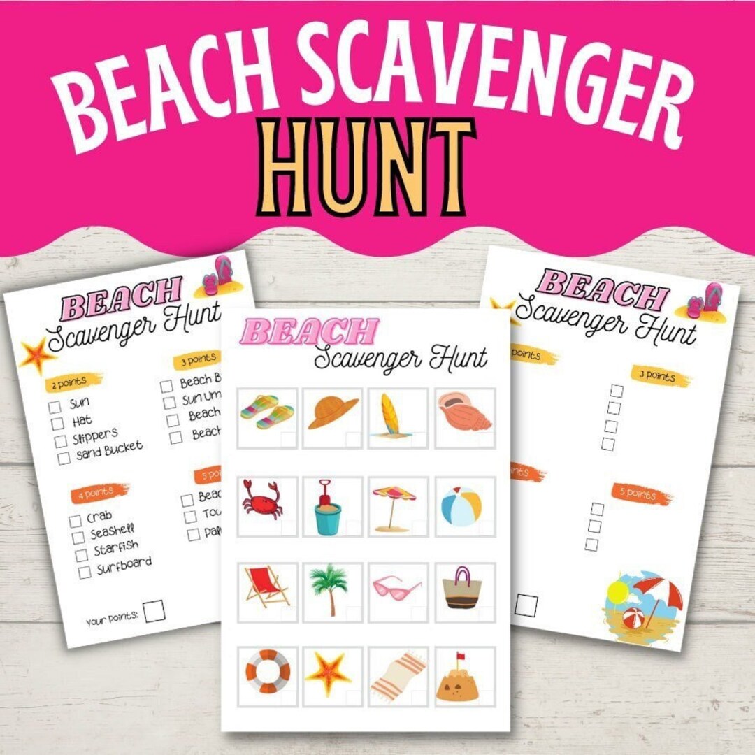 Beach Scavenger Hunt, Summer Party Games, Summer Camp Activity, Summer ...