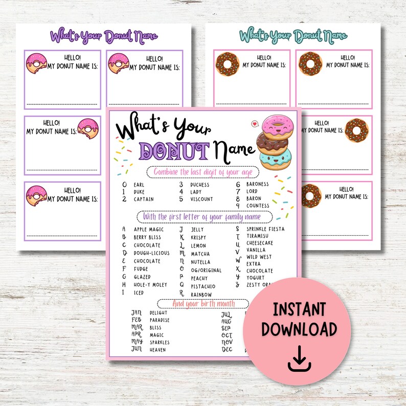 Donut Name Game Donut Party Games, Whats Your Donut Name Summer Party ...