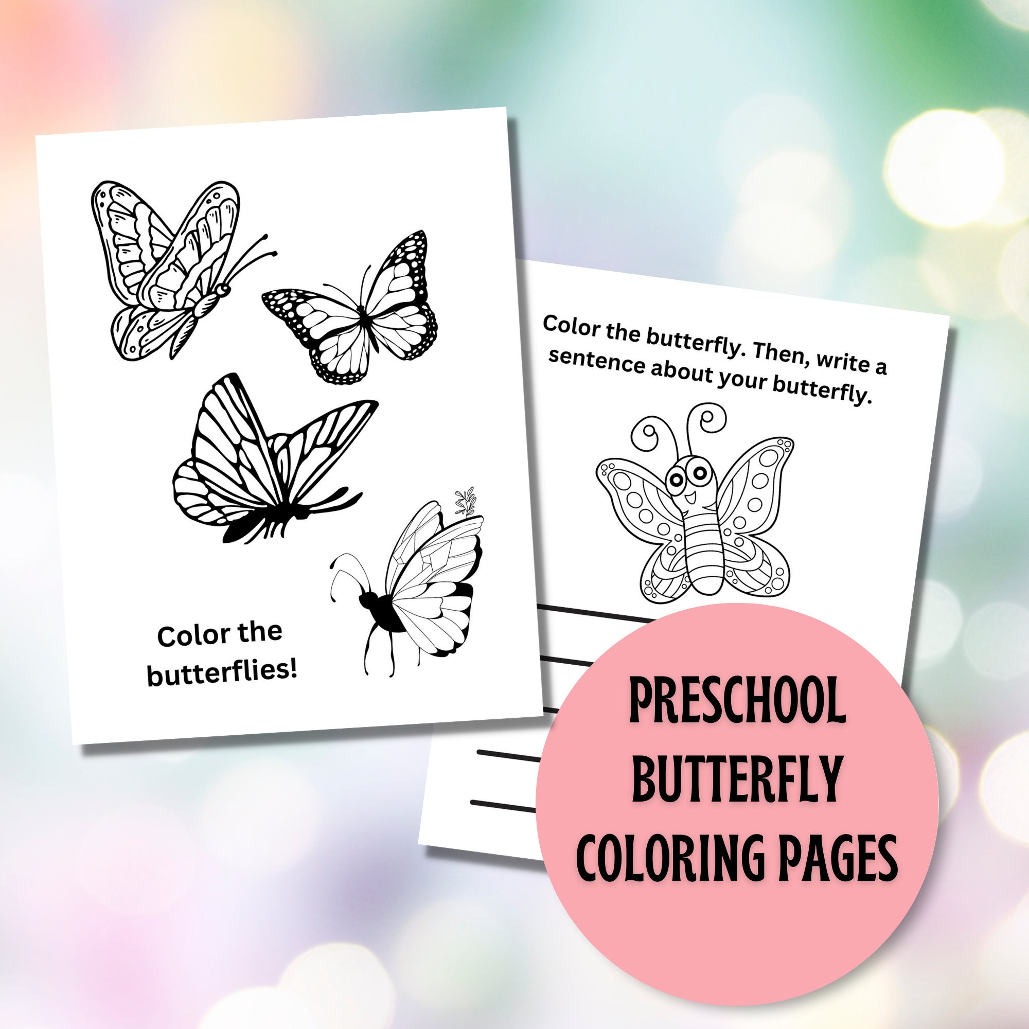 Butterfly Spring Busy Book, Montessori Spring Butterfly Coloring ...