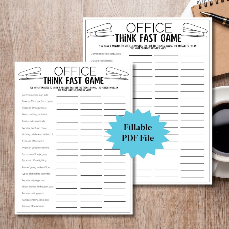 Office Think Fast Game Team Building Games, Coworker Games Workplace ...