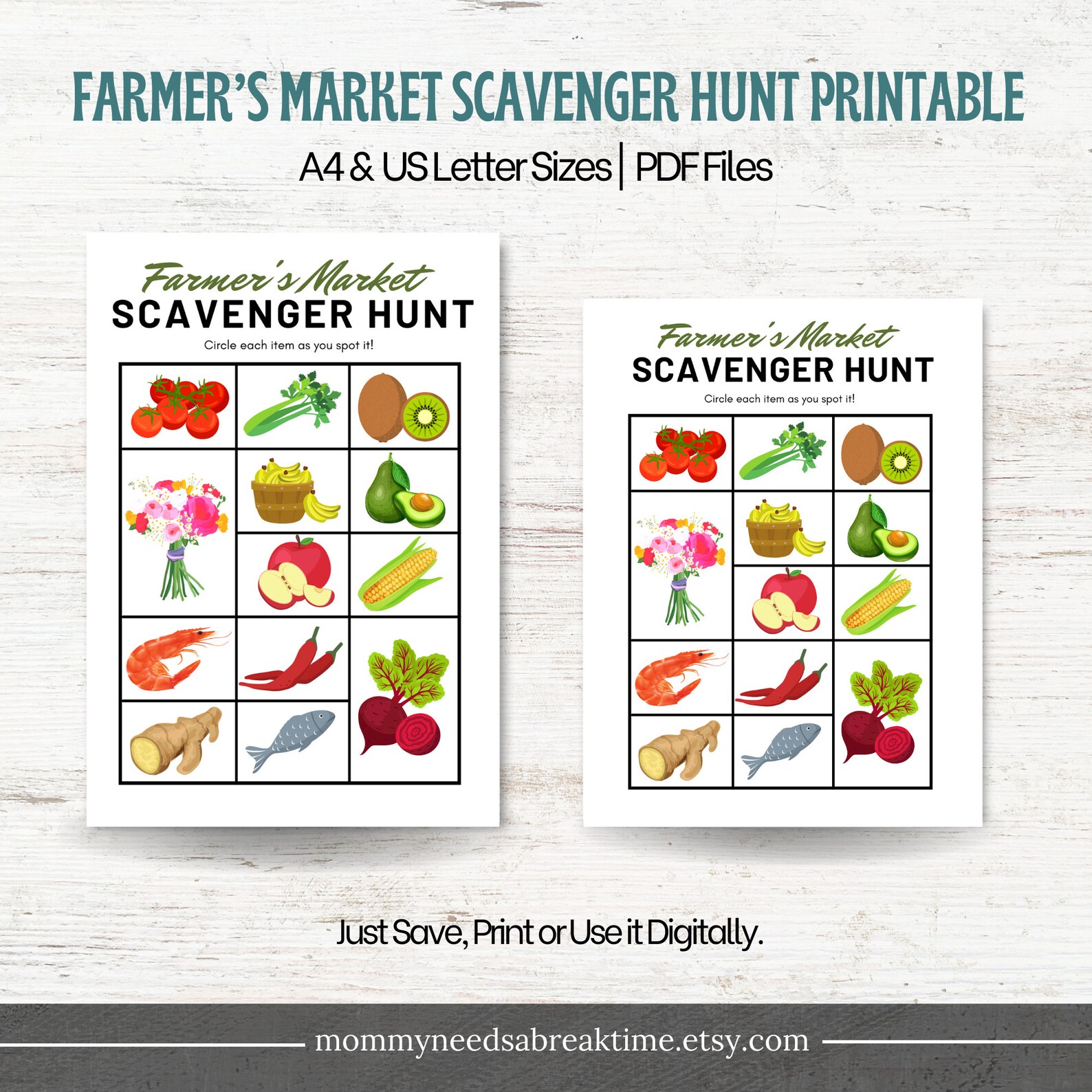 Farmers Market Scavenger Hunt for Kids, Outdoor Scavenger Hunt for Kids ...