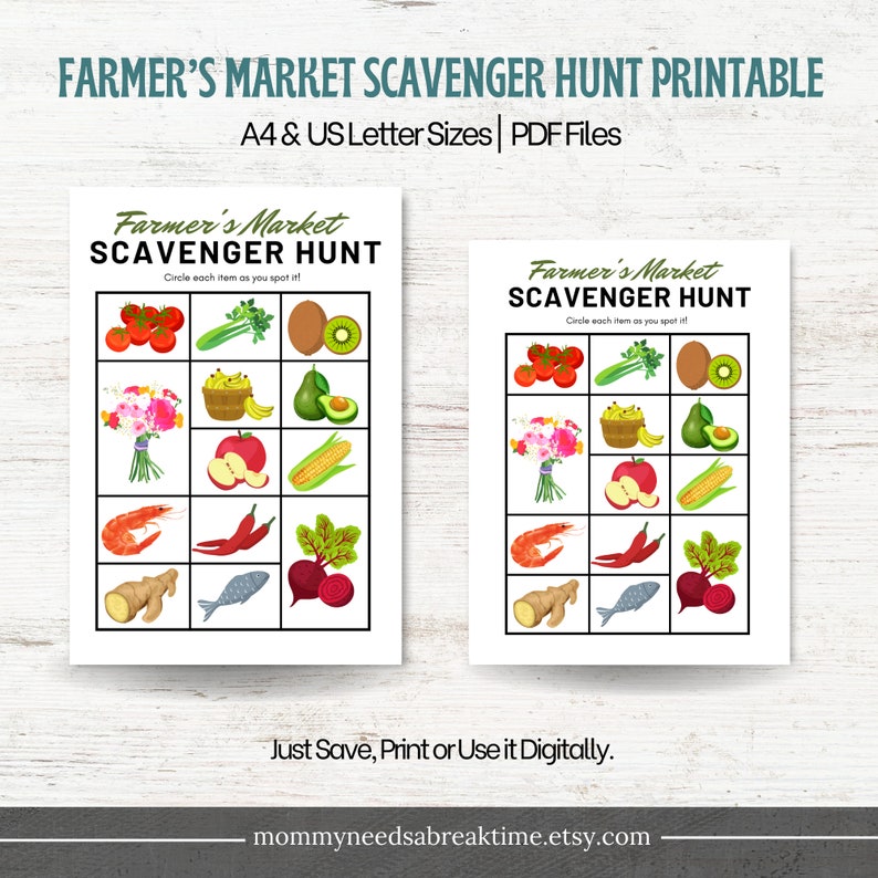 Farmers Market Scavenger Hunt for Kids, Outdoor Scavenger Hunt for Kids ...