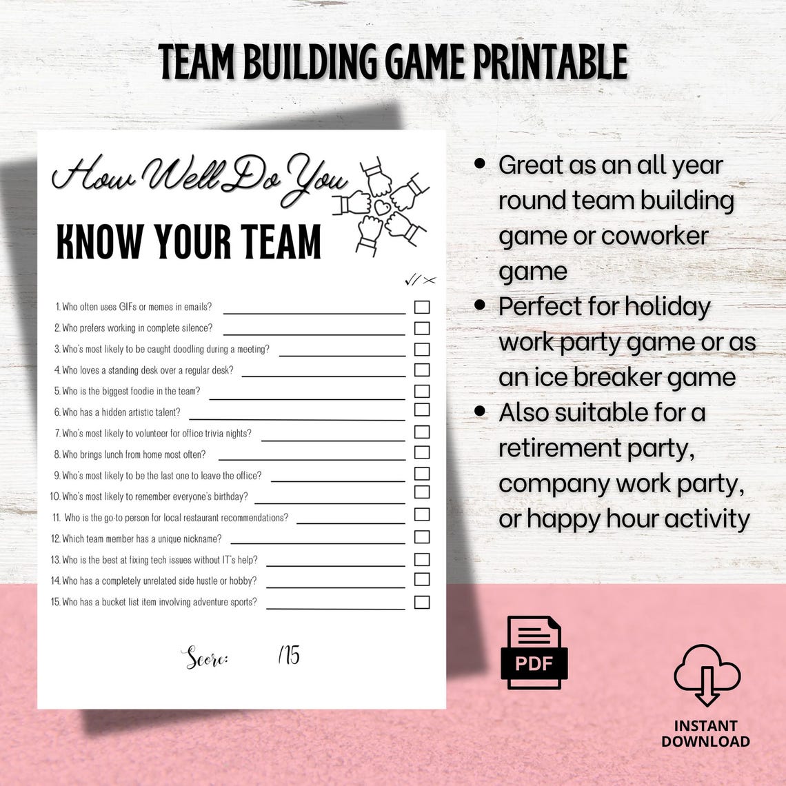 Team Building Games How Well Do You Know Your Team, Work Party Games ...
