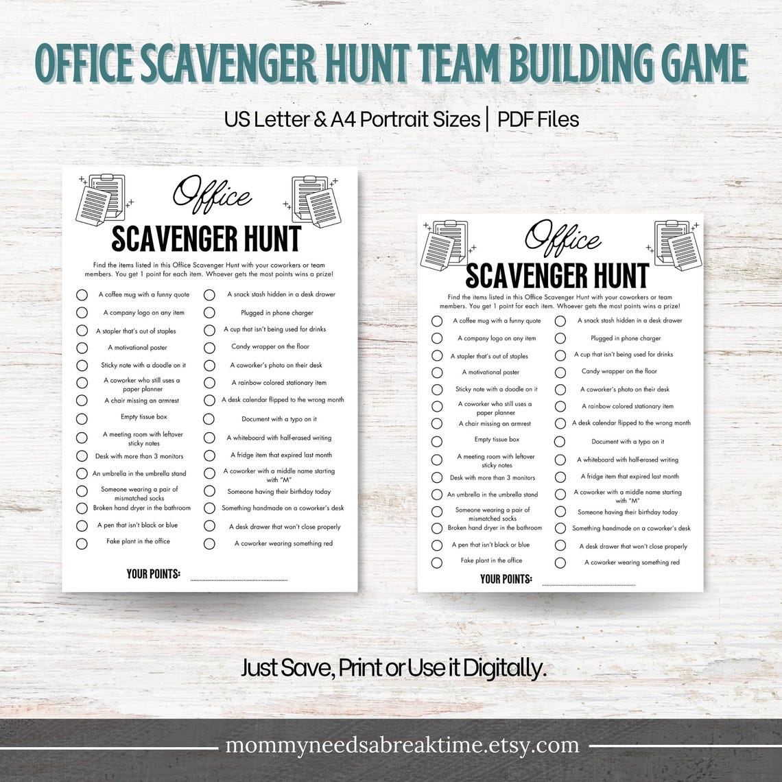 Office Scavenger Hunt Team Building Games, Work Scavenger Hunt Coworker ...