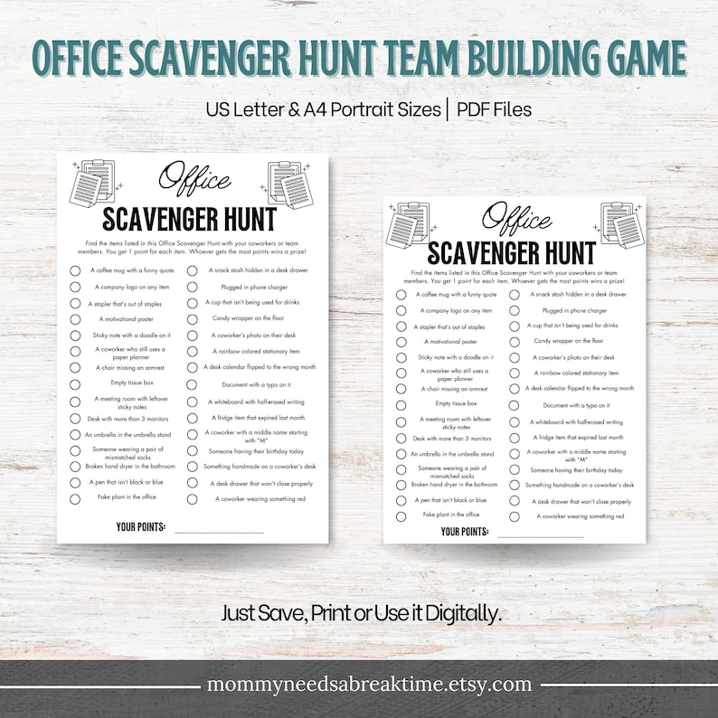 Office Scavenger Hunt Team Building Games, Work Scavenger Hunt Coworker ...
