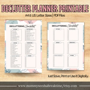 Declutter Planner Printable | Declutter Checklist | Declutter Challenge Printable | Decluttering ...