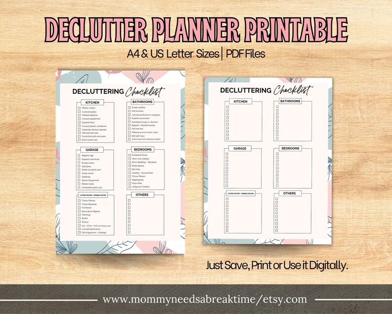 Declutter Planner Printable | Declutter Checklist | Declutter Challenge ...