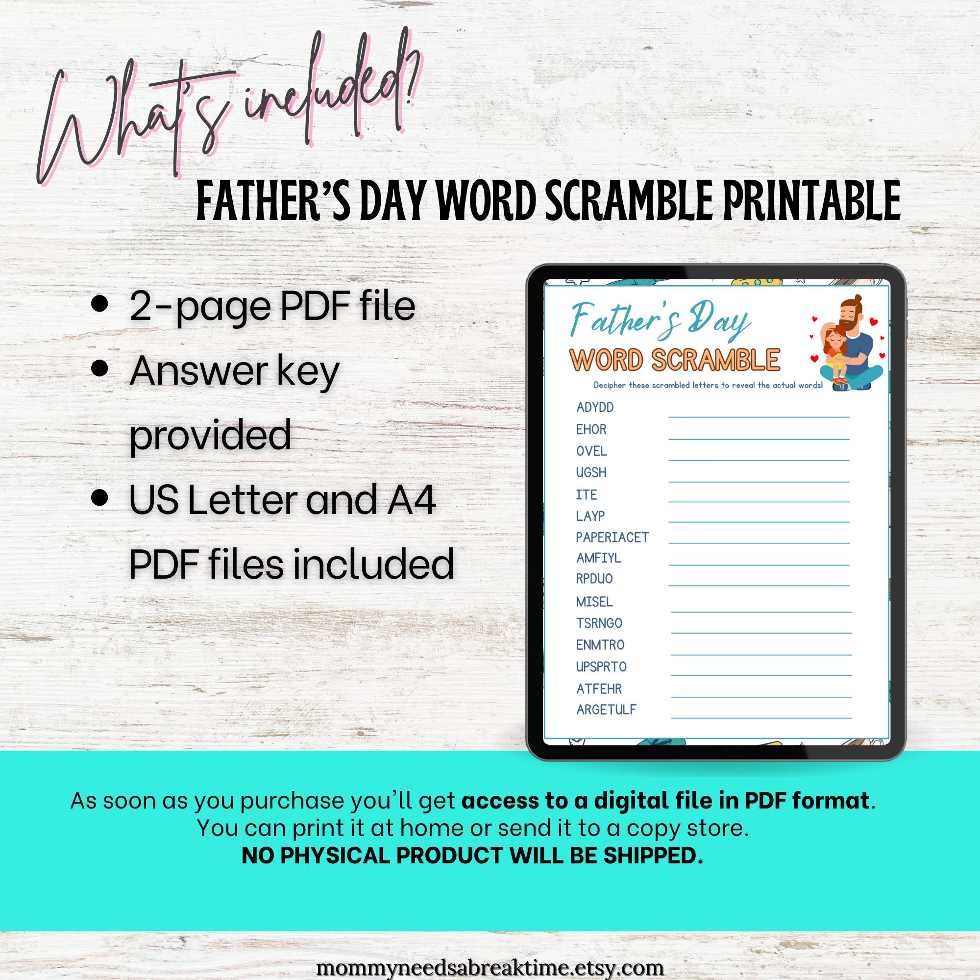 Fathers Day Word Scramble, Fathers Day Activity Fathers Day Games ...