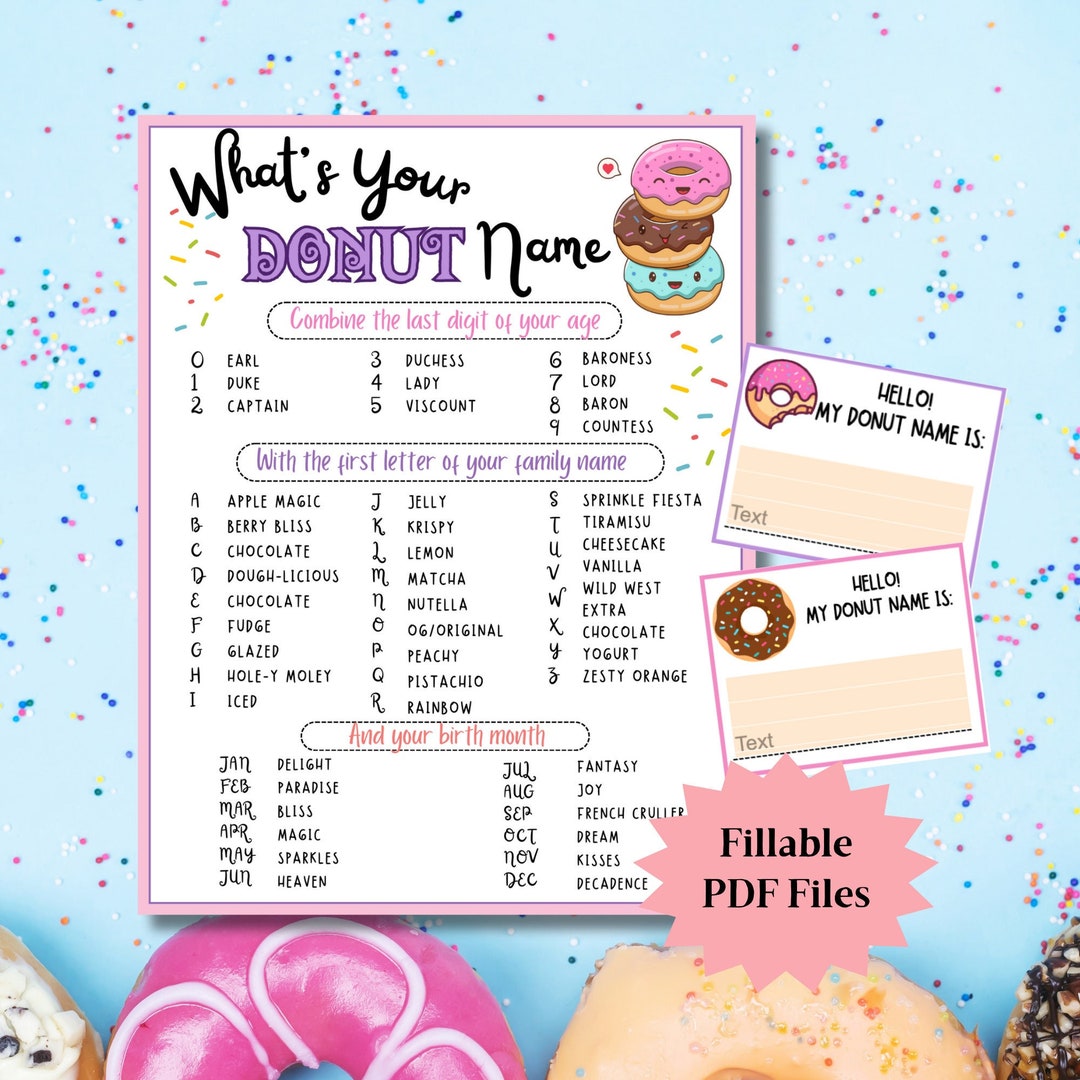 Donut Name Game Donut Party Games, Whats Your Donut Name Summer Party ...