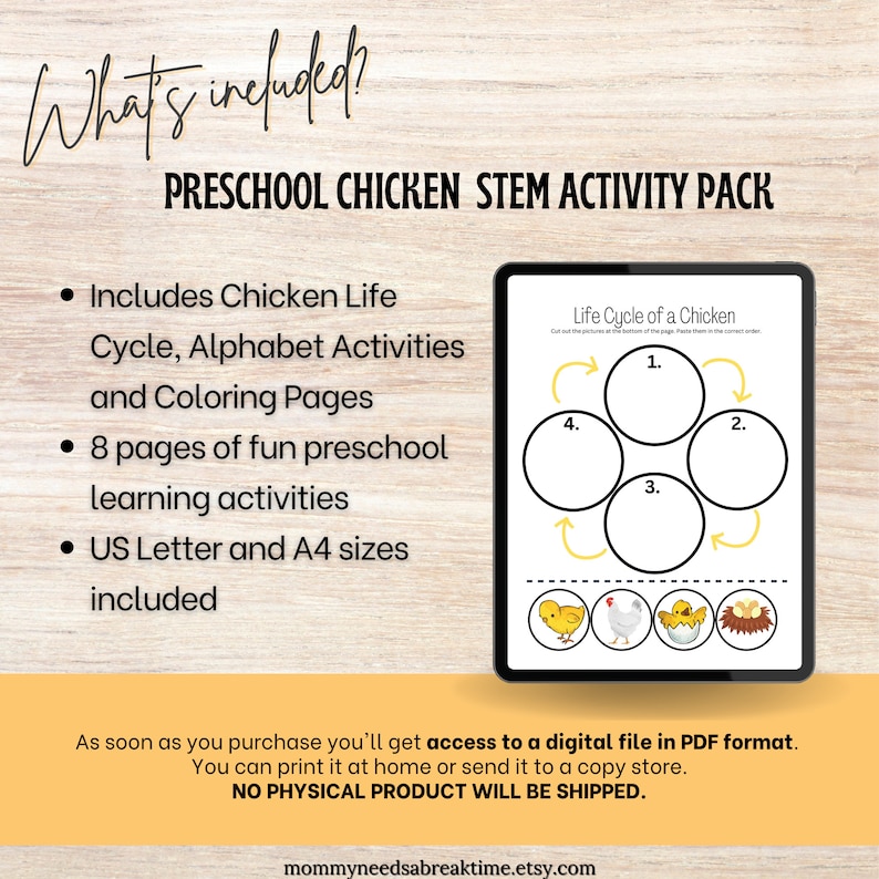 Chicken Preschool Busy Book, Chicken Life Cycle Preschool Science ...