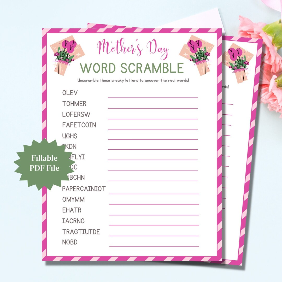 Mothers Day Word Scramble Mothers Day Puzzle, Mothers Day Activity ...