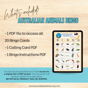 Australian Animals Bingo for Kids, Australia Animal Bingo Cards ...