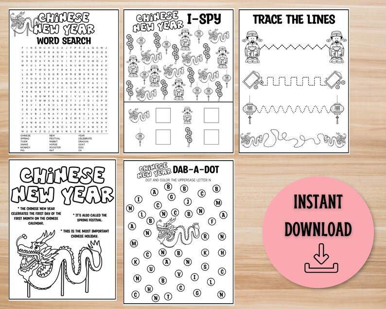 Chinese New Year Kids Activities, Lunar New Year Printables, Lunar New ...