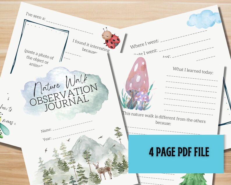 Nature Journal for Kids Printable, Camping Journal Kids Outdoor Journal ...