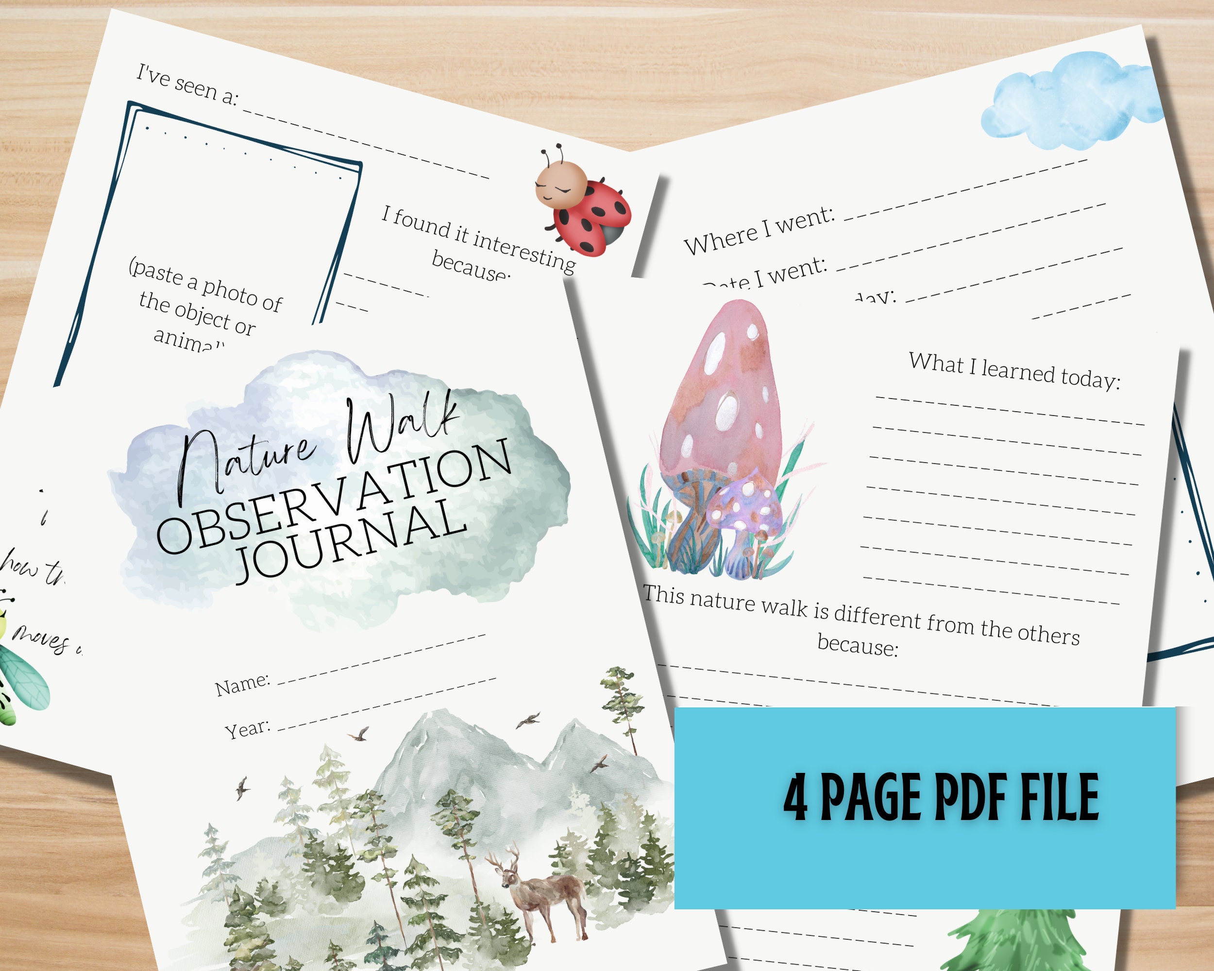 Nature Journal for Kids Printable, Camping Journal Kids Outdoor Journal ...