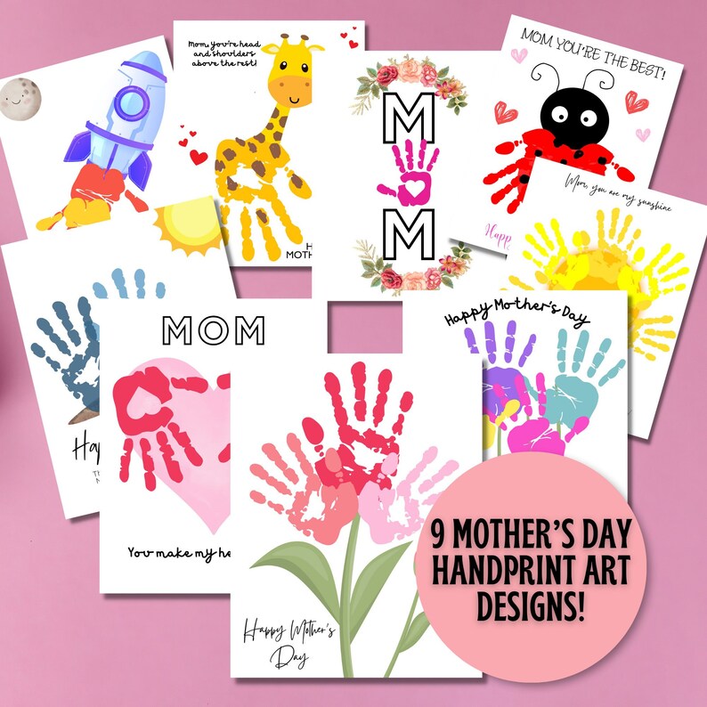 Mothers Day Handprint Art, Mom Handprint Craft Card, Grandma Mothers ...
