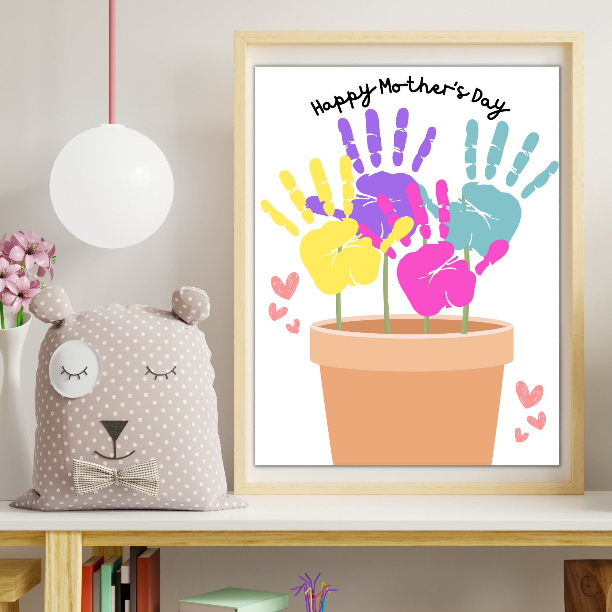 Mothers Day Handprint Art, Mom Handprint Craft Card, Grandma Mothers ...