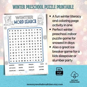 Winter Word Search Coloring Page, Winter Activities for Kids, Winter ...