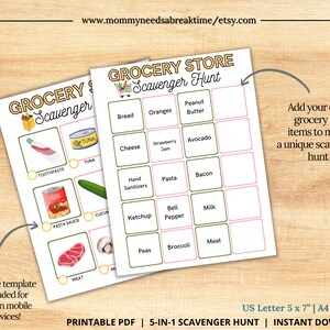 Grocery Store Scavenger Hunt Printable, Kids Scavenger Hunt Grocery ...