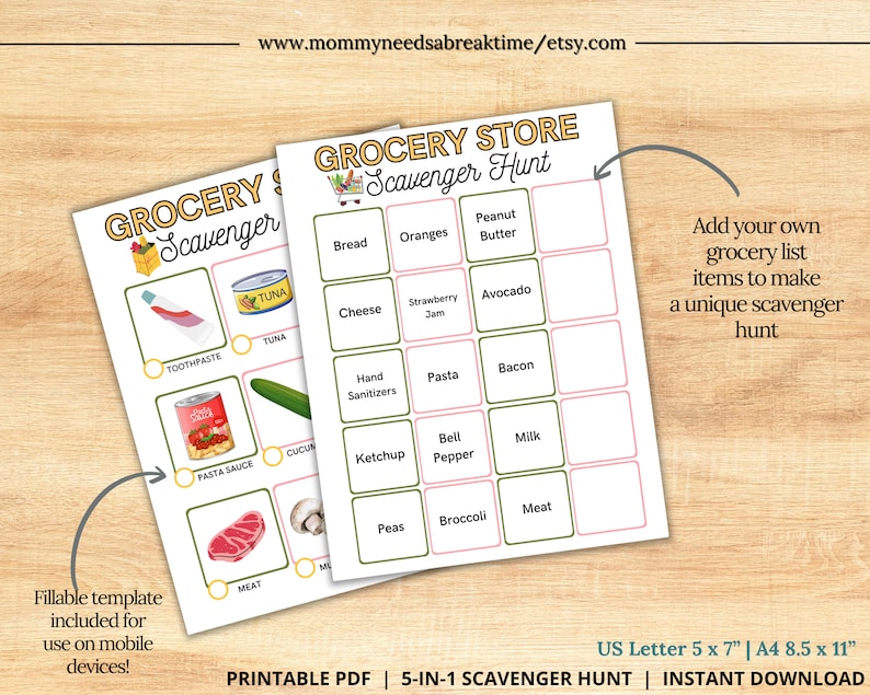 Grocery Store Scavenger Hunt Printable, Kids Scavenger Hunt Grocery ...