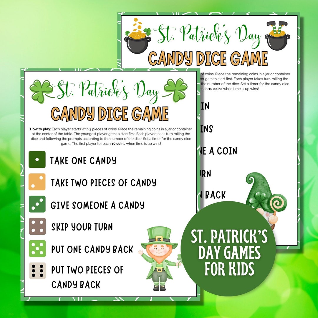 St Patricks Day Candy Dice Game, St Patricks Day Games for Kids St ...