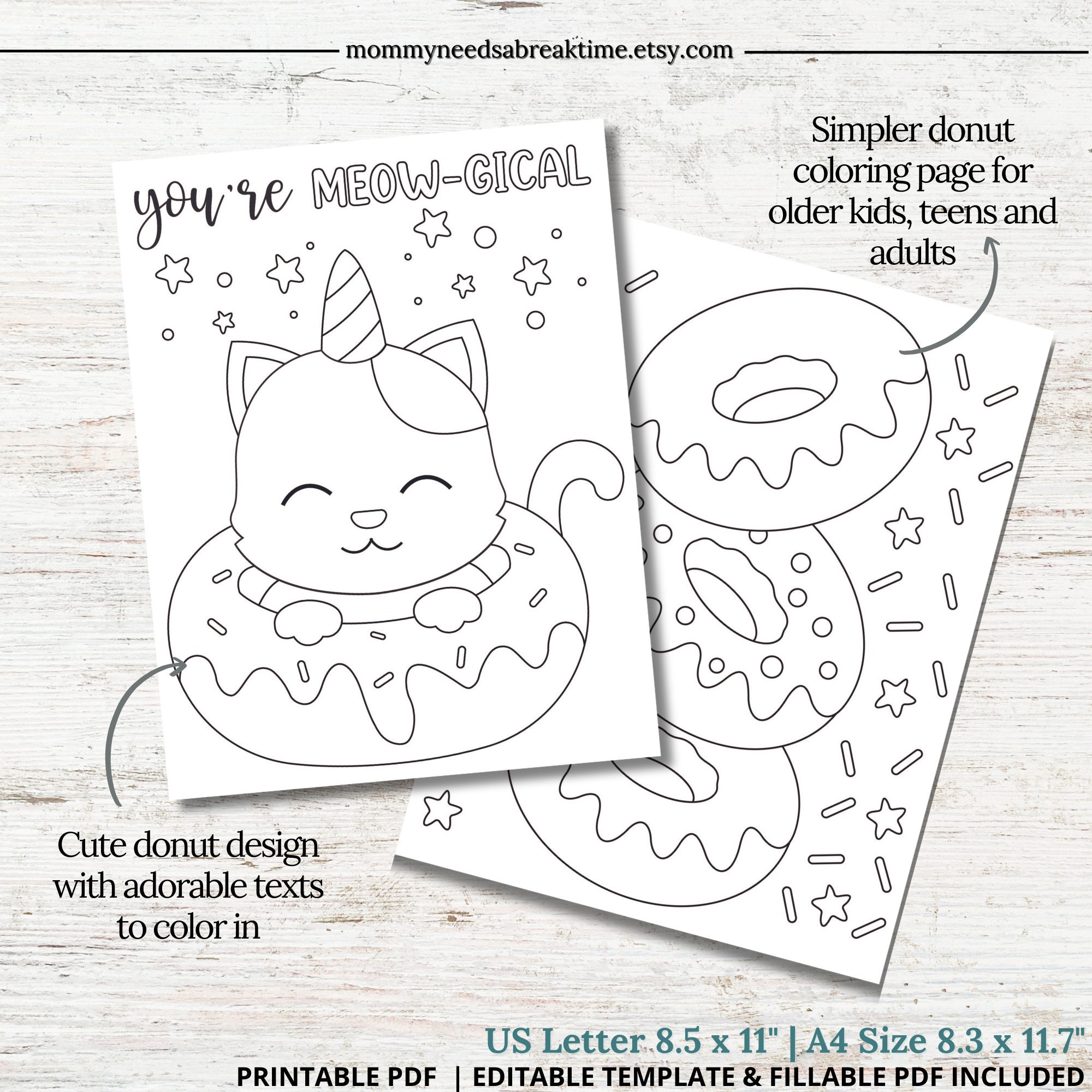 Donut Coloring in Food Coloring Pages | Donut Party Favors Summer Camp ...