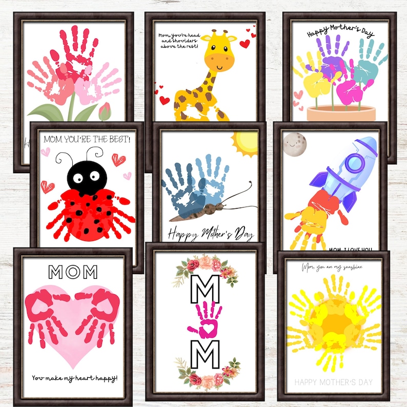 Mothers Day Handprint Art, Mom Handprint Craft Card, Grandma Mothers ...