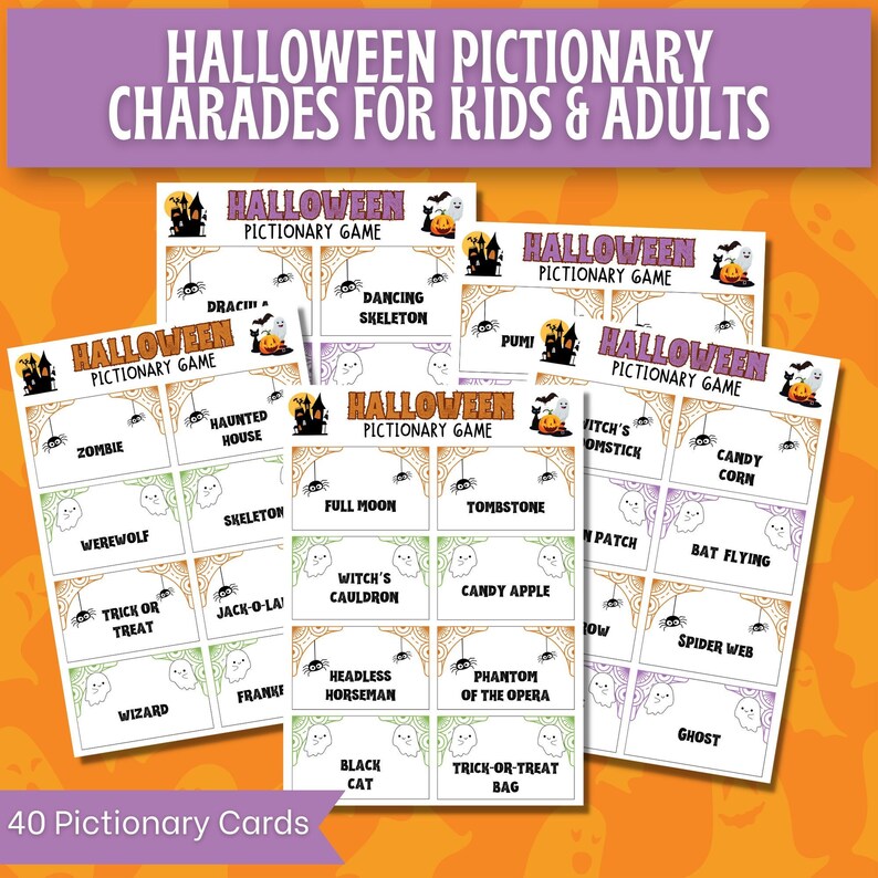 Halloween Pictionary Halloween Charades, Holiday Charades Teen ...