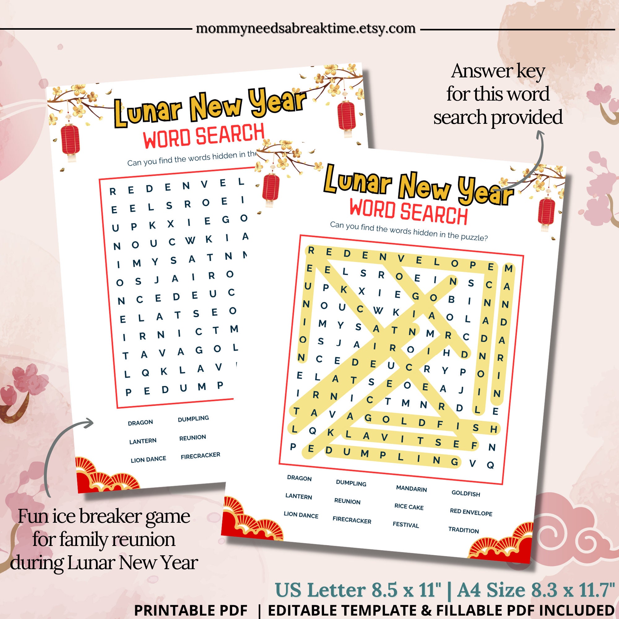 Chinese New Year Word Search, Lunar New Year Games, Chinese New Year ...