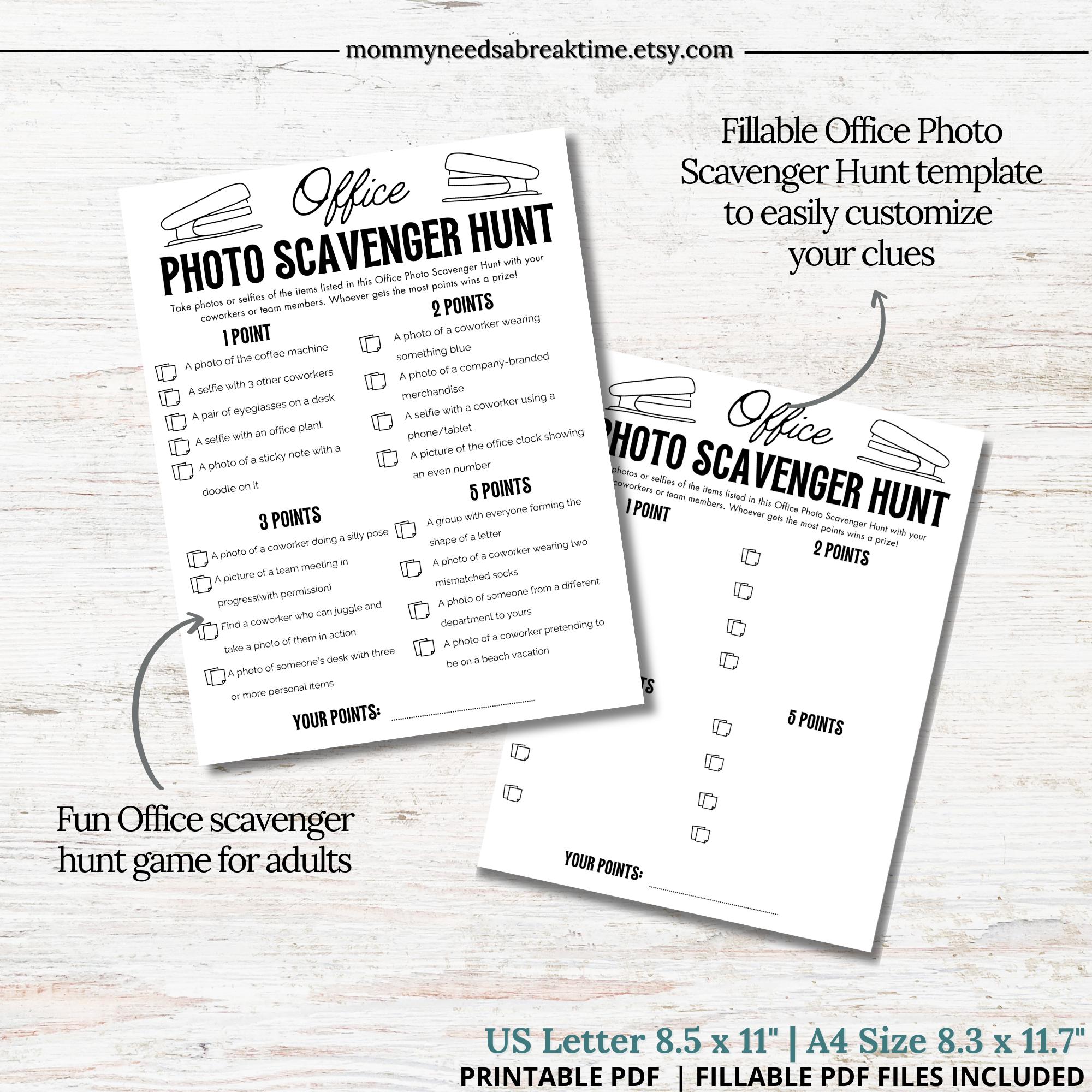 Office Scavenger Hunt Team Building Games, Work Scavenger Hunt Coworker ...