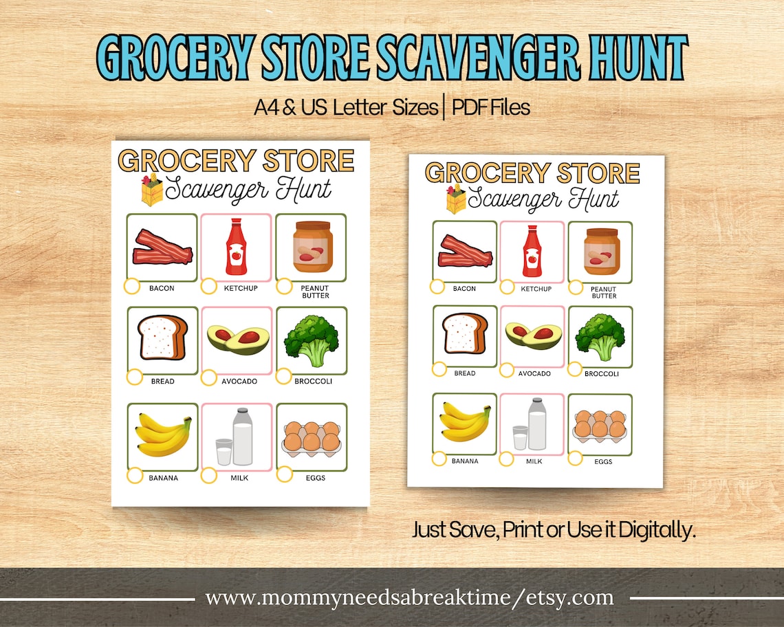 Grocery Store Scavenger Hunt Printable Kids Scavenger Hunt Grocery List ...
