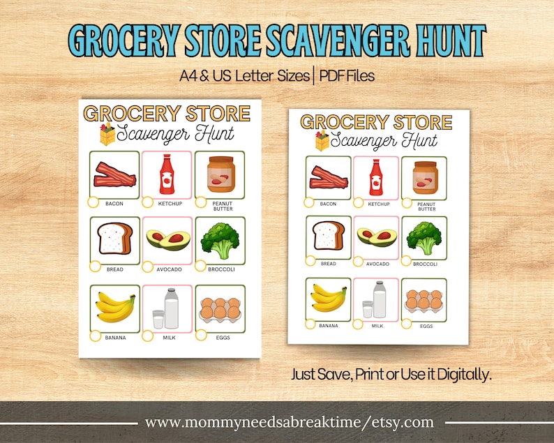 Grocery Store Scavenger Hunt Printable, Kids Scavenger Hunt Grocery ...