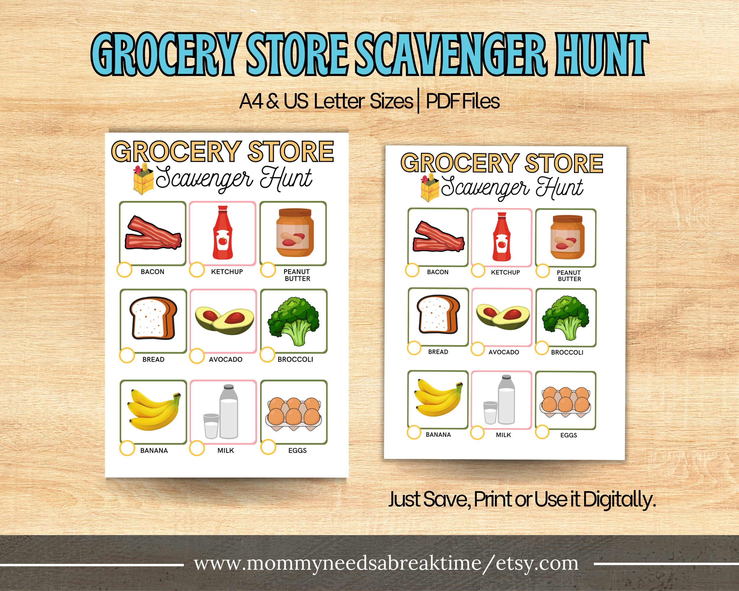 Grocery Store Scavenger Hunt Printable, Kids Scavenger Hunt Grocery ...