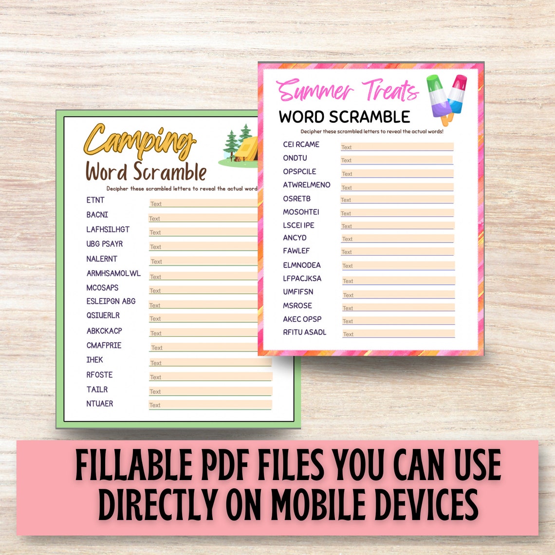 Summer Word Scramble Camping Activities, Summer Words Printable Pool ...