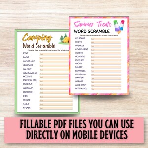 Summer Word Scramble Camping Activities, Summer Words Printable Pool ...