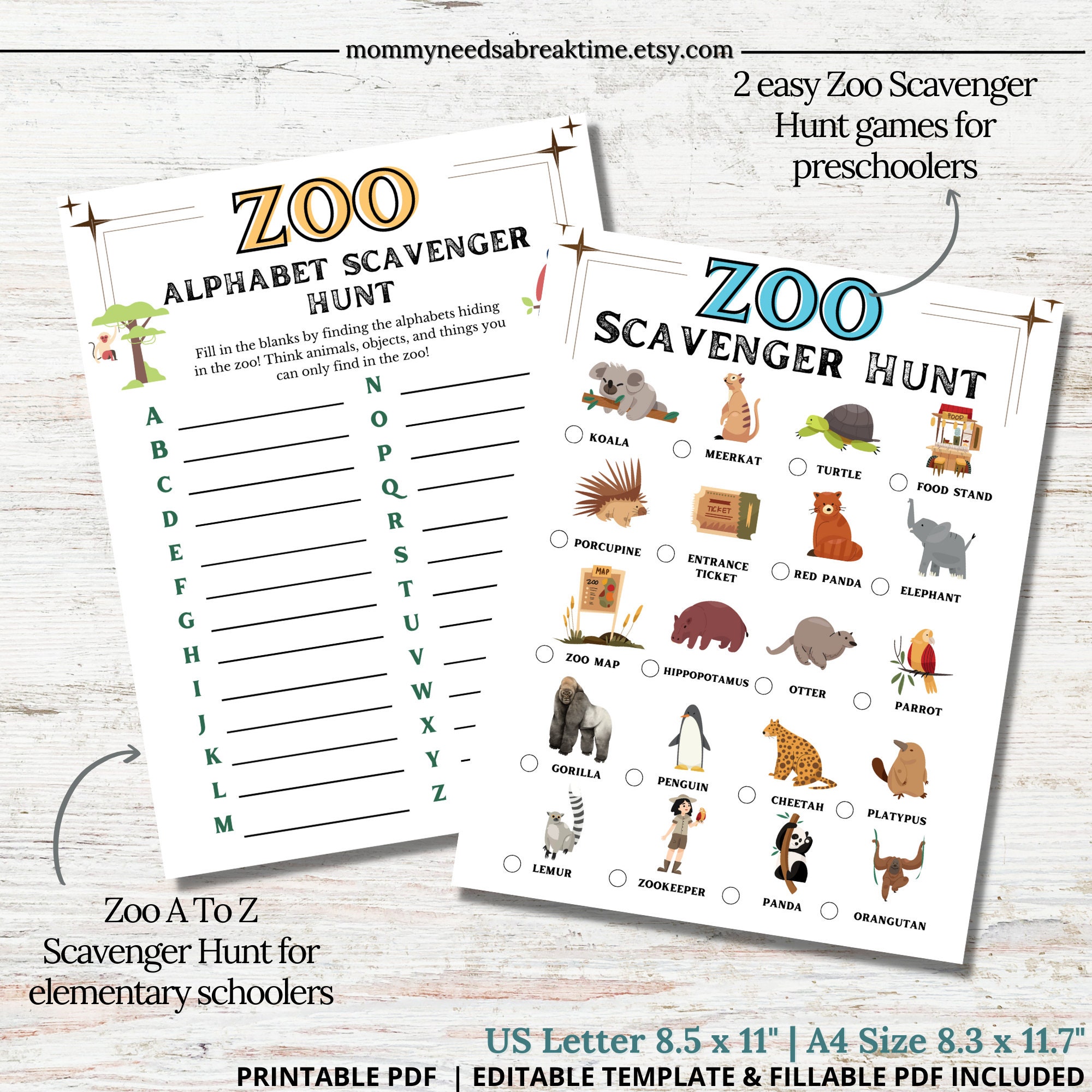 Zoo Scavenger Hunt Zoo Treasure Hunt, Birthday Scavenger Hunt, Zoo ...