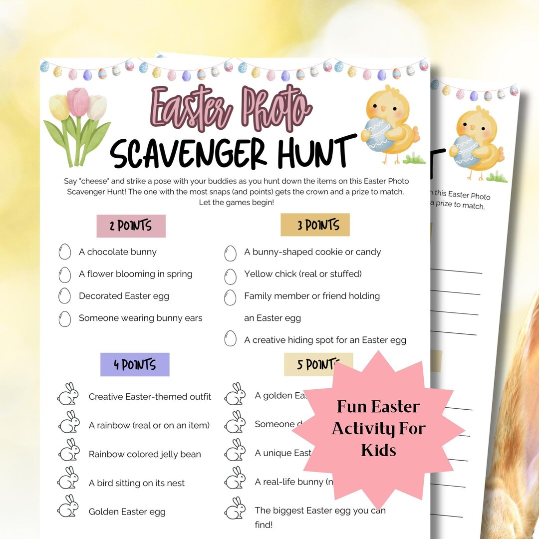Easter Photo Scavenger Hunt, Spring Activity Easter Family Games, Farm ...