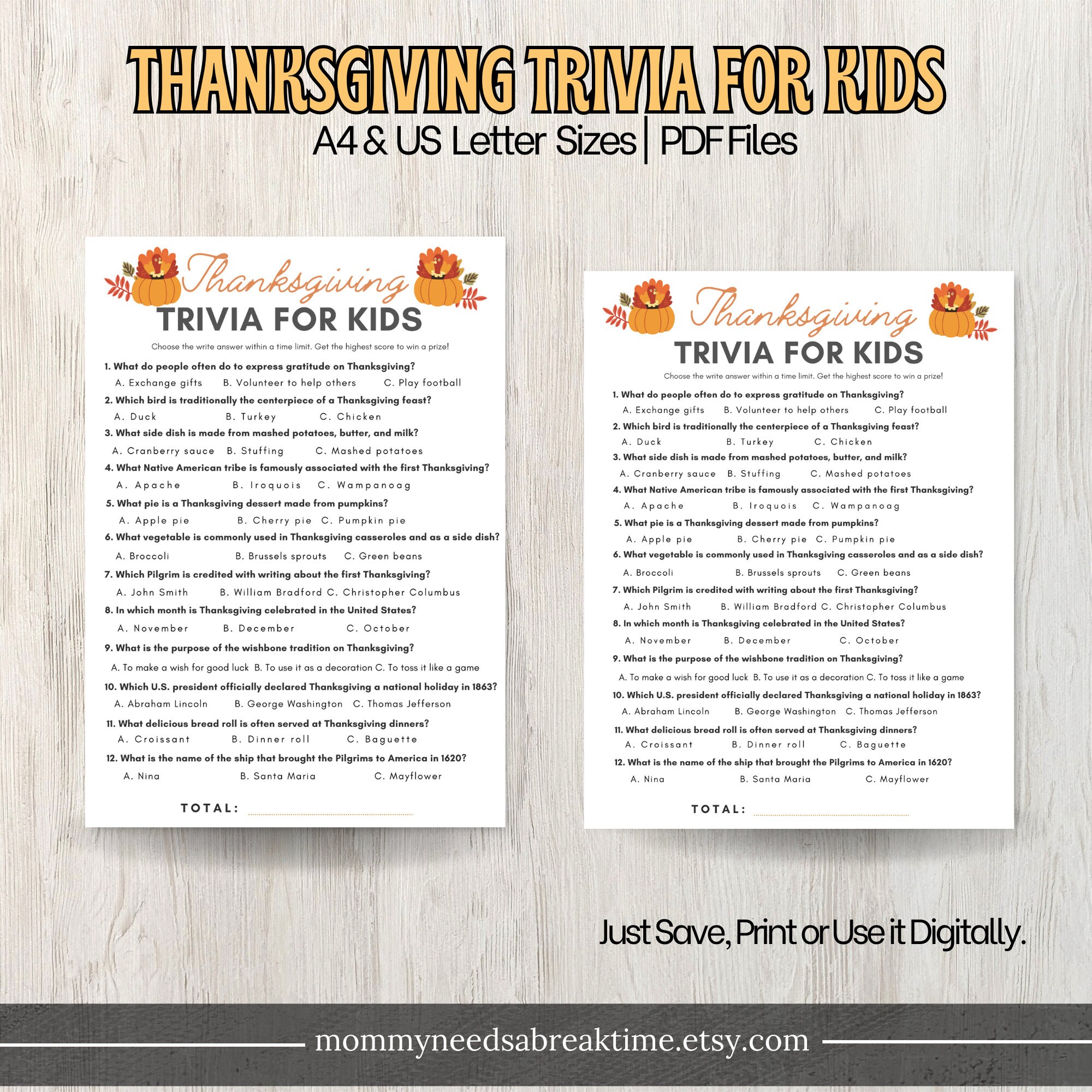 Thanksgiving Trivia Kids Trivia Game, Thanksgiving Games Family Trivia ...