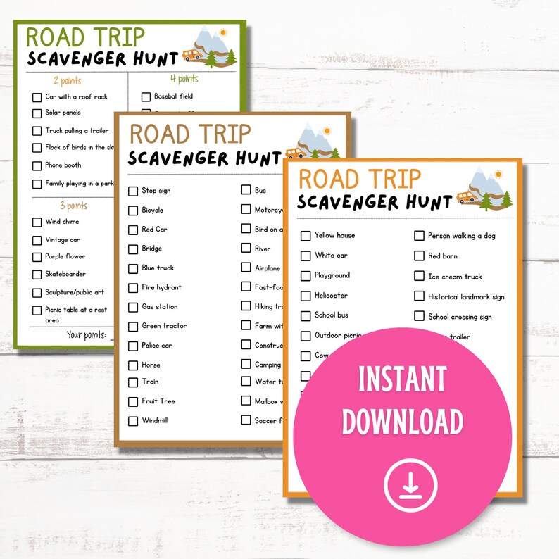 Road Trip Scavenger Hunt Road Trip Games, Road Trip Activity, Family ...