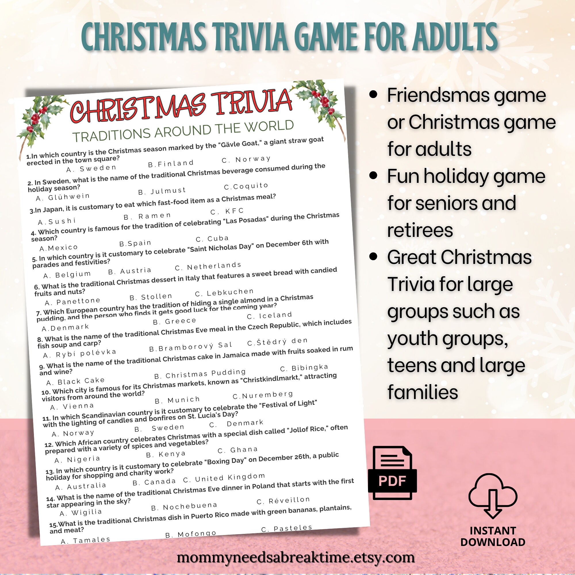 Christmas Trivia, Friendsmas Games, Christmas Around the World, Holiday ...